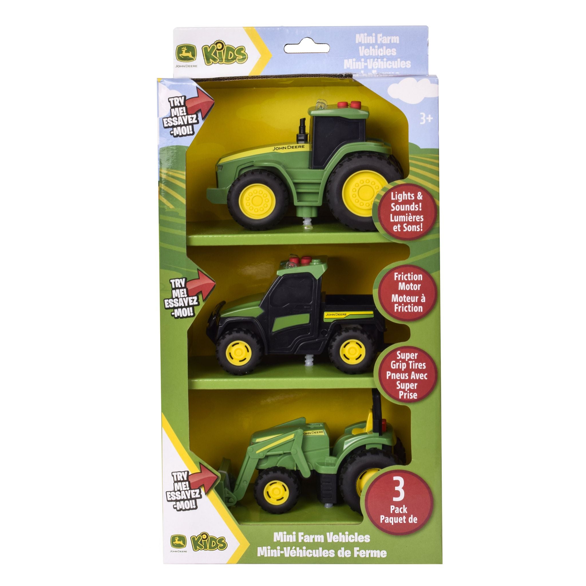 John Deere Lights & Sound Mini Tractor 3 Pack – Toyworld Australia