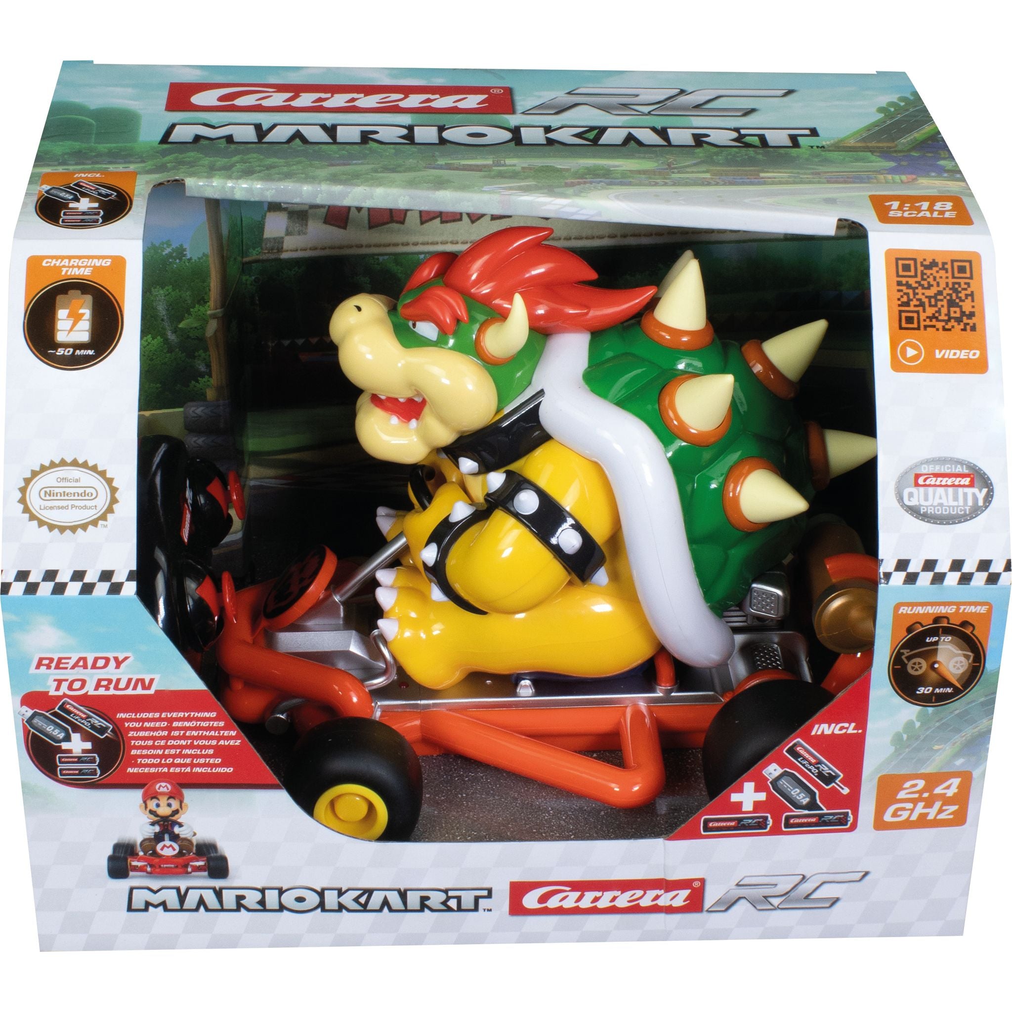 Carrera Mario Kart 1:18 Remote Control Pipe Kart - Bowser – Toyworld ...