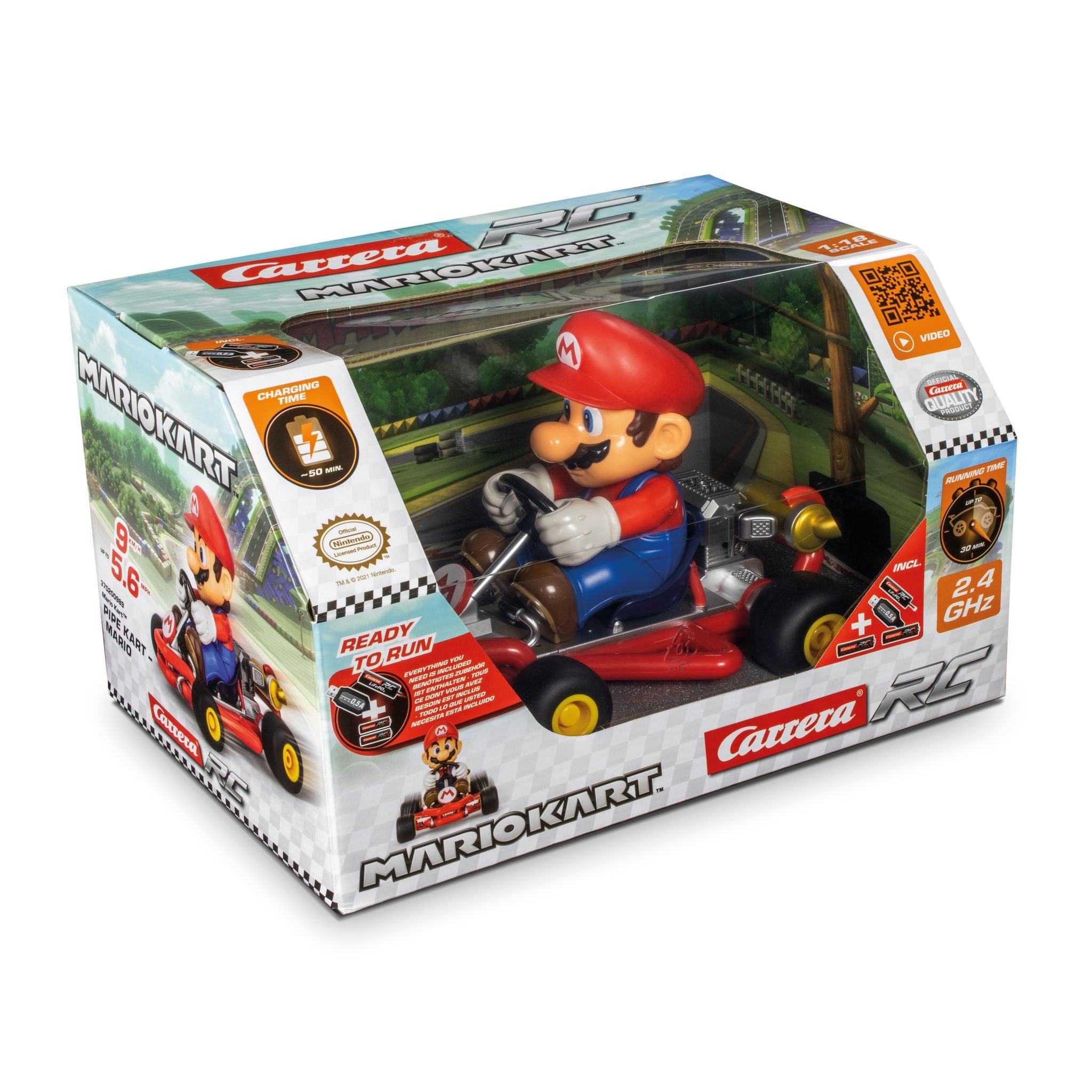 Carrera Mario Kart 1:18 Remote Control 2.4GHZ Pipe Kart Mario ...