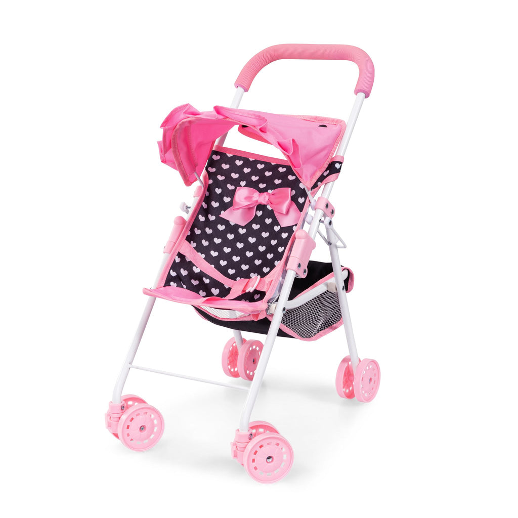 Bayer Doll Buggy Pink And Black With Pink Bow – Toyworld Australia
