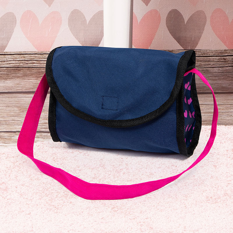 Bayer Cosy Pram Dark Blue With Pink Heart Hood – Toyworld Australia