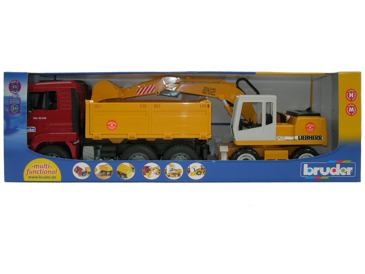 Bruder Man Construction Truck With Liebherr Excavator – Toyworld Australia