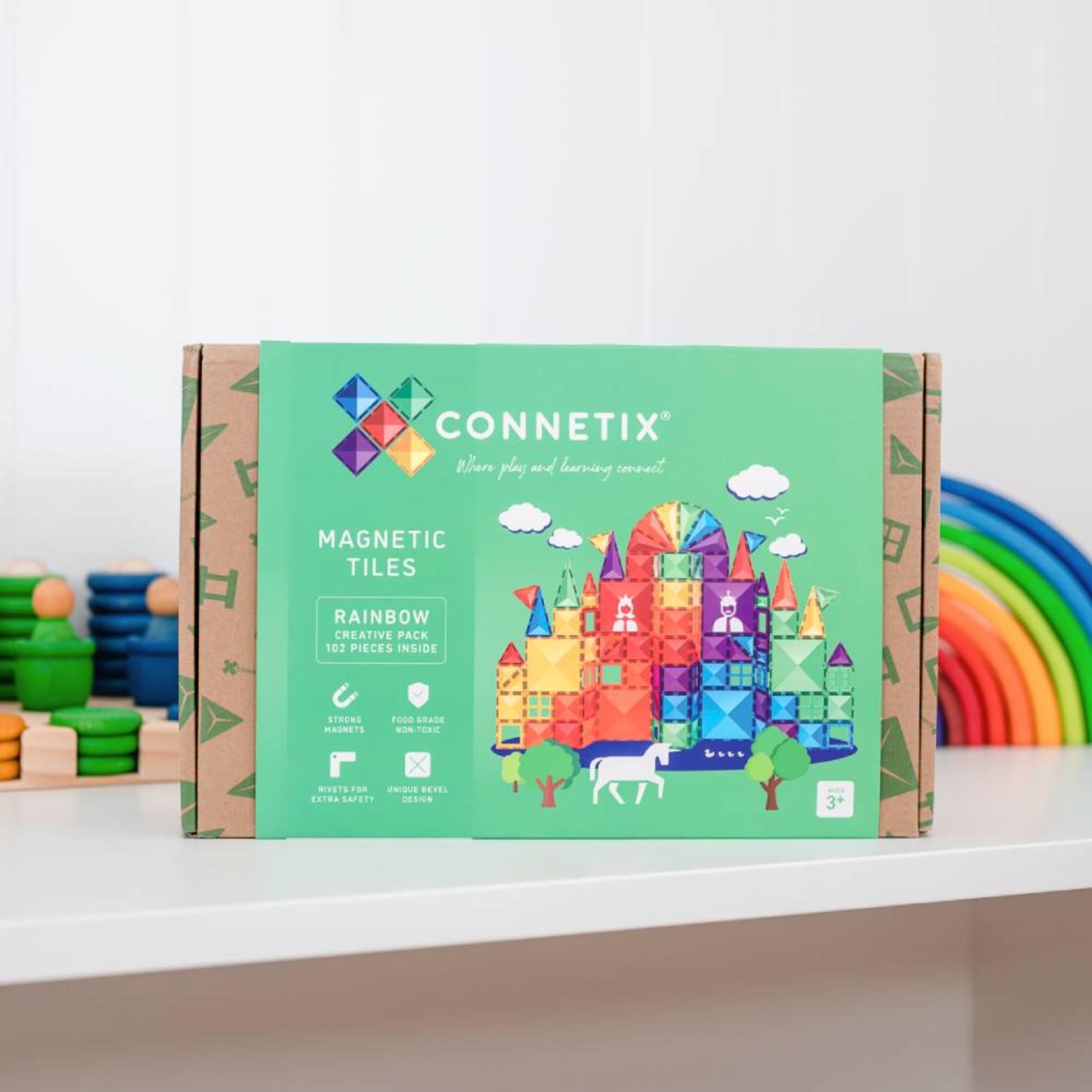 CONNETIX Magnetic Tiles 102 Piece Rainbow Creative Pack – Toyworld Australia