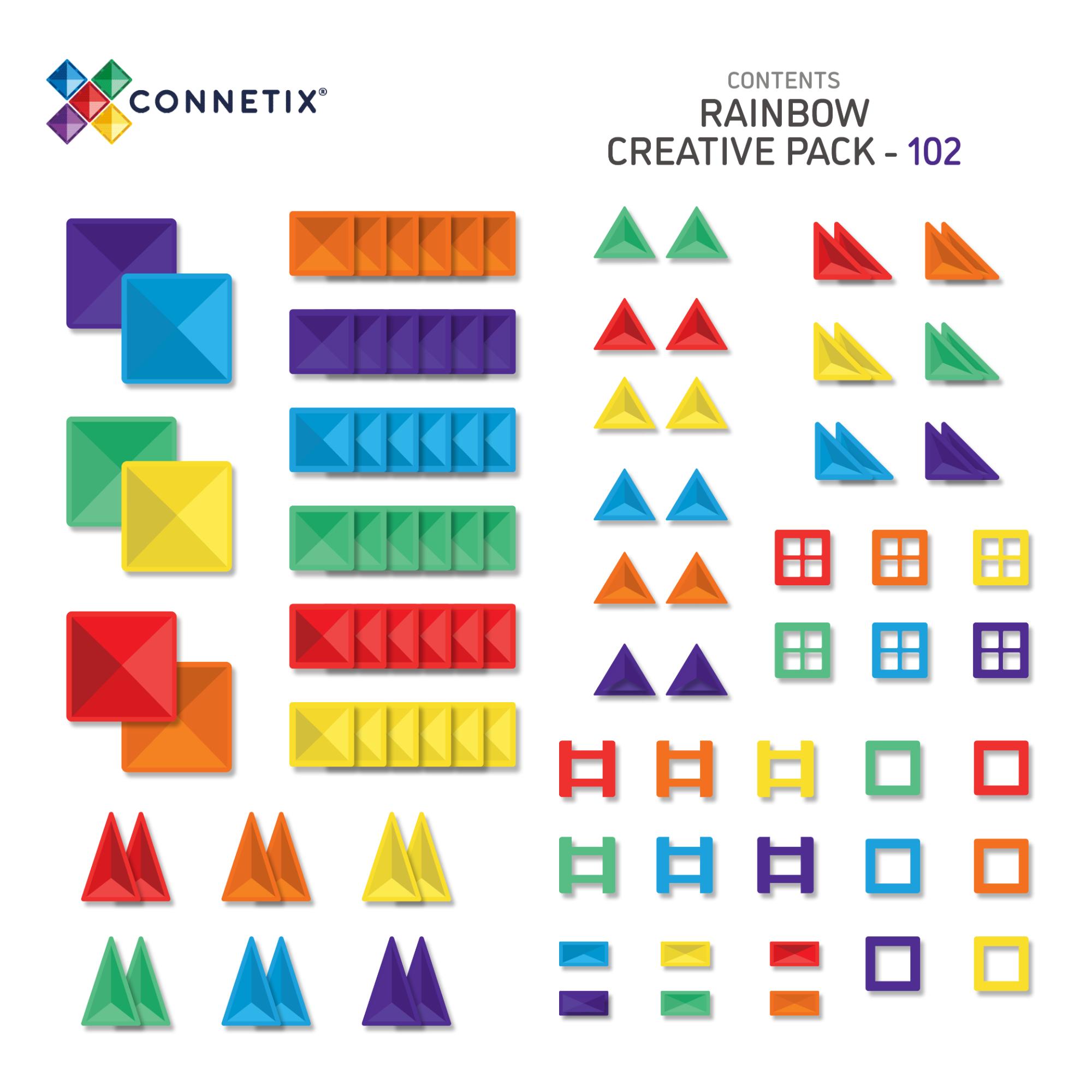 CONNETIX Magnetic Tiles 102 Piece Rainbow Creative Pack – Toyworld ...