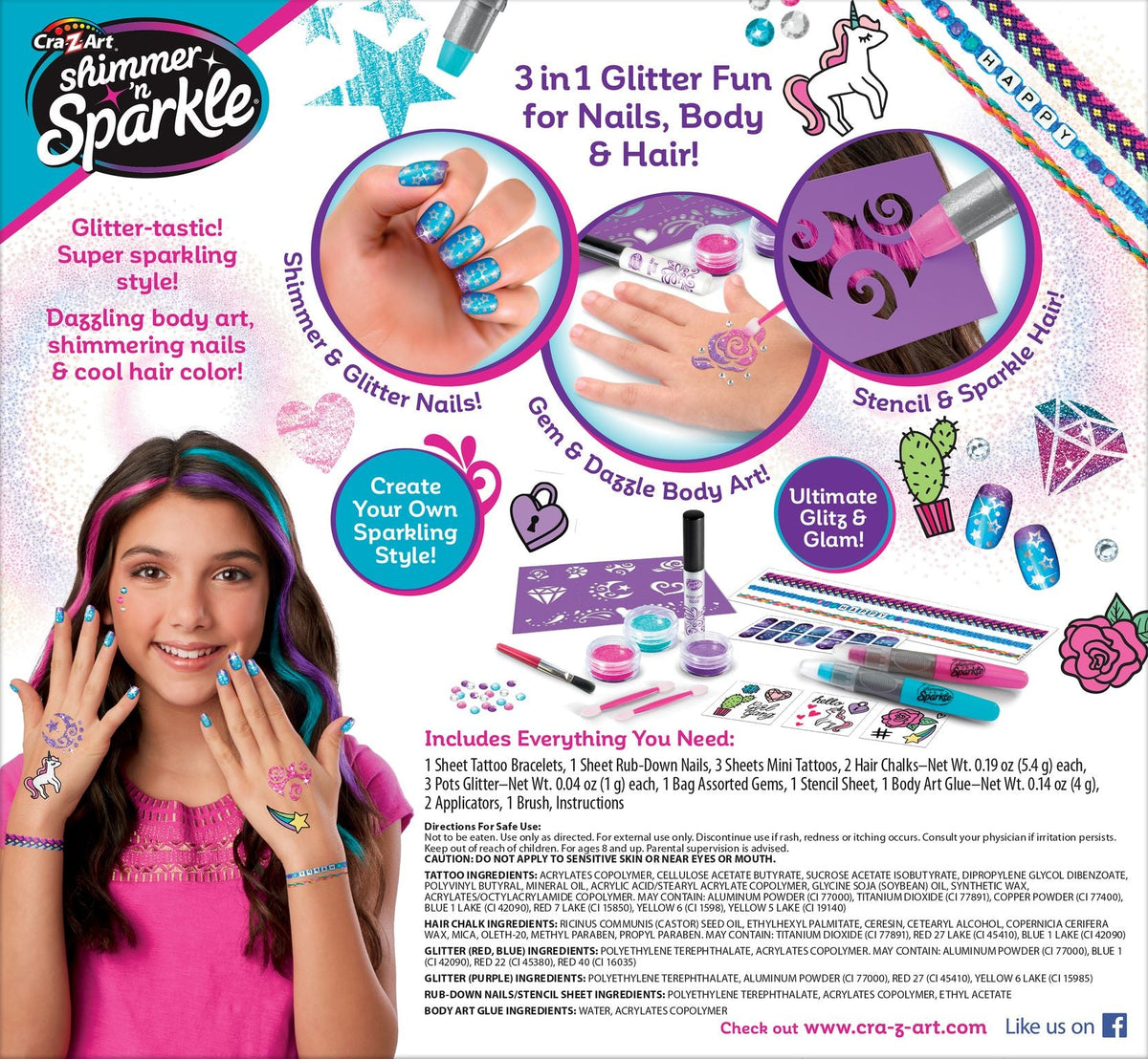 Cra-Z-Art Shimmer 'N Sparkle 3 In 1 Ultimate Glitter Beauty Set ...