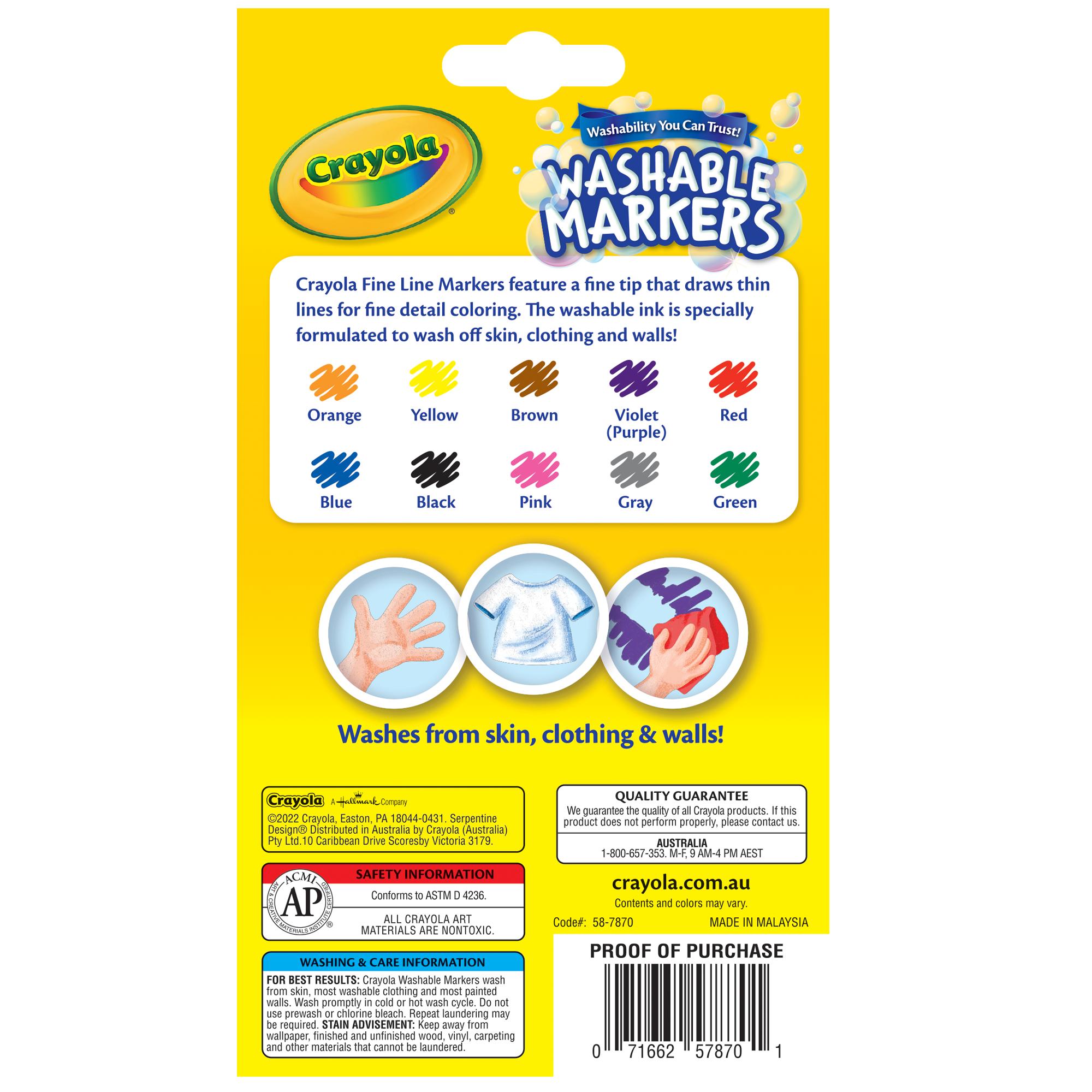 CRAYOLA ULTRA-CLEAN WASHABLE FINE LINE MARKER 10 PACK – Toyworld Australia