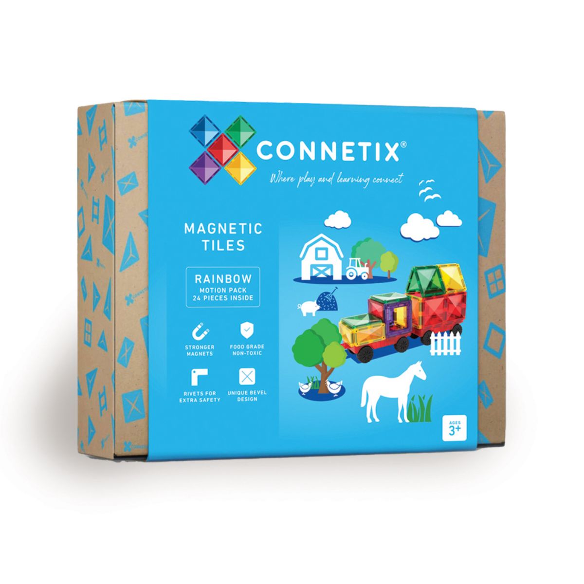 CONNETIX Magnetic Tiles 24 Piece Rainbow Motion Pack – Toyworld Australia