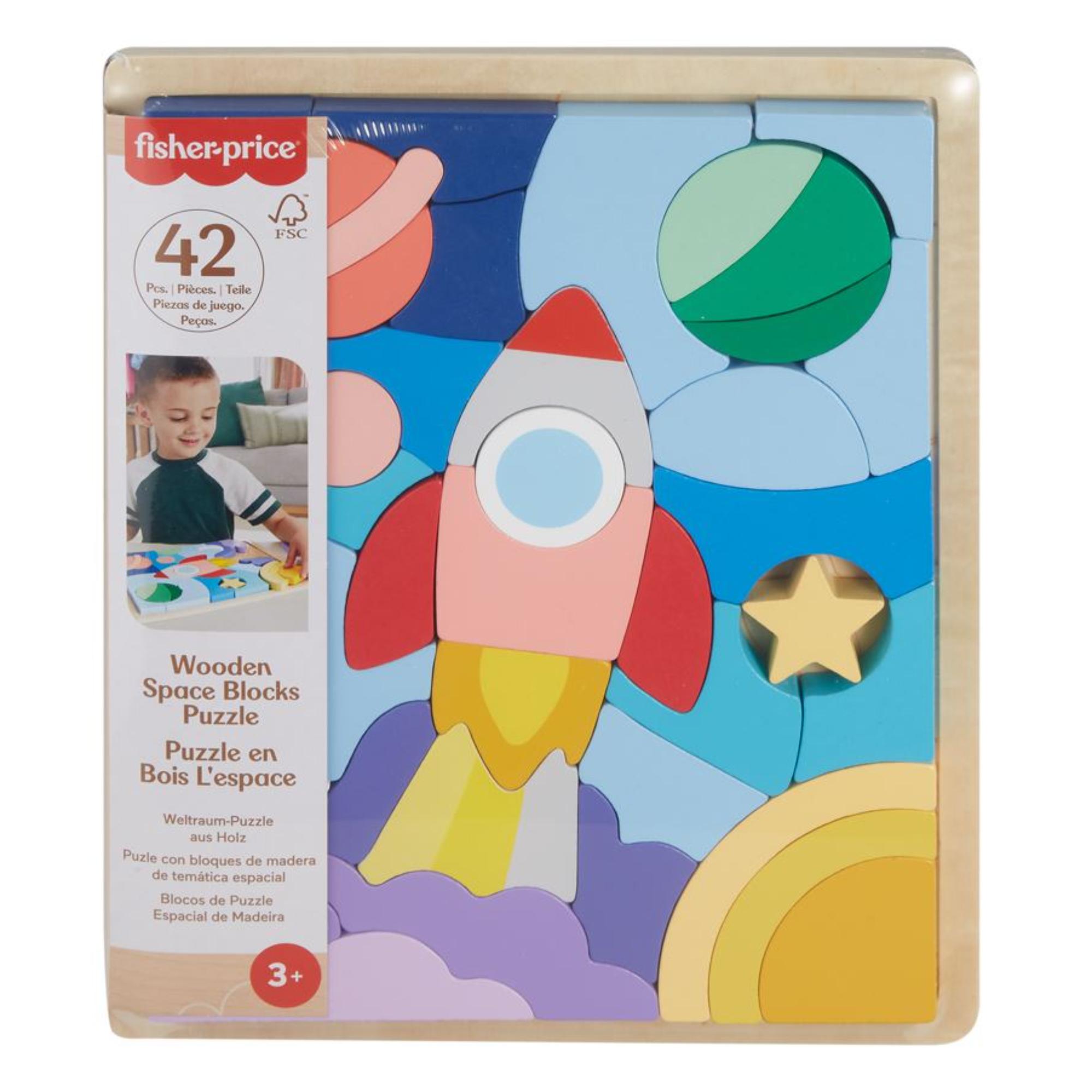 FISHER-PRICE WOODEN SPACE BLOCKS PUZZLE – Toyworld Australia