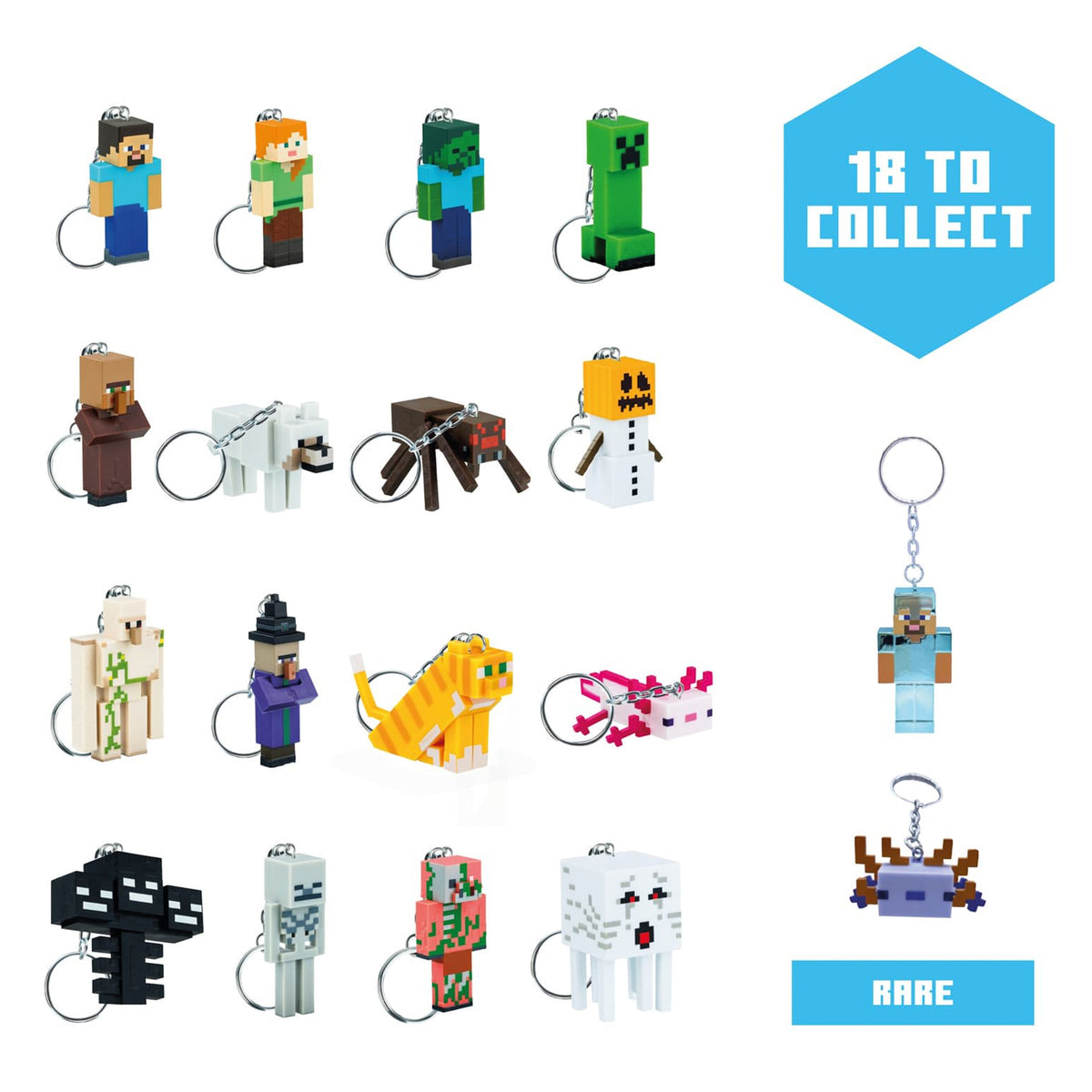 Minecraft Figure Keychain Single Blister Pack Assorted Styles ...