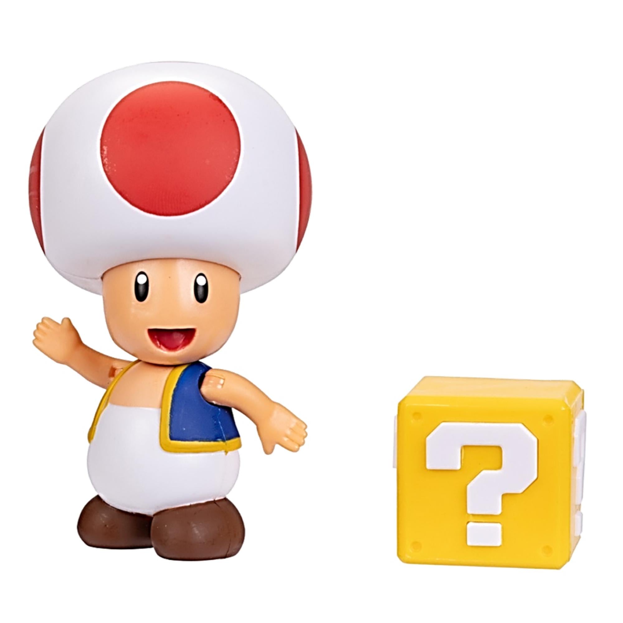 NINTENDO SUPER MARIO 4 INCH FIGURE WAVE 32 - RED TOAD WITH QUESTION BL ...
