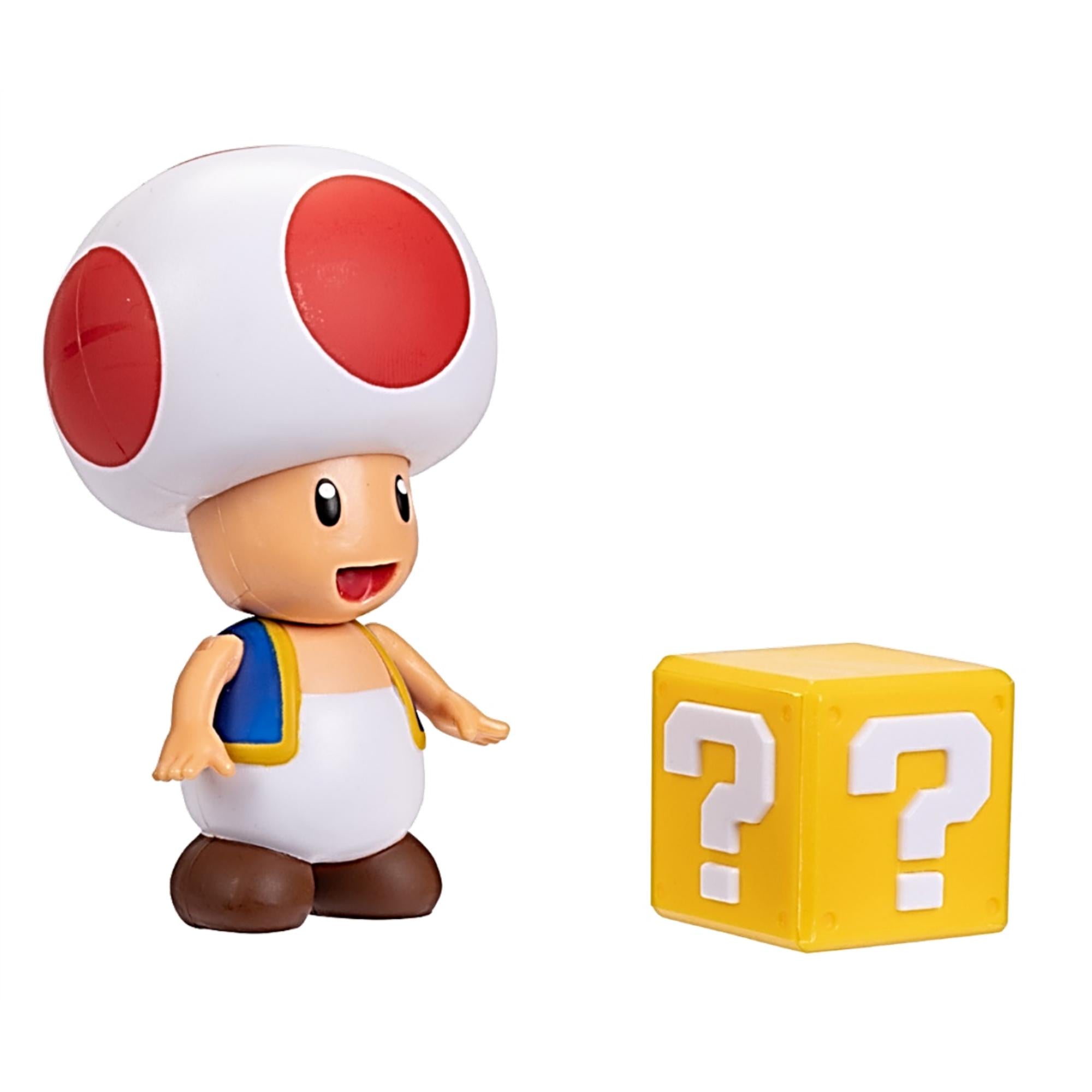 NINTENDO SUPER MARIO 4 INCH FIGURE WAVE 32 - RED TOAD WITH QUESTION BL ...